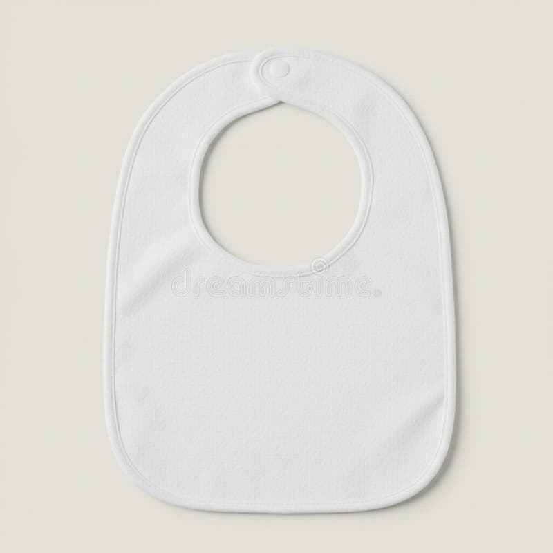 White Baby Bib with a Rounded Shape and a Circular Neck Opening. Made ...