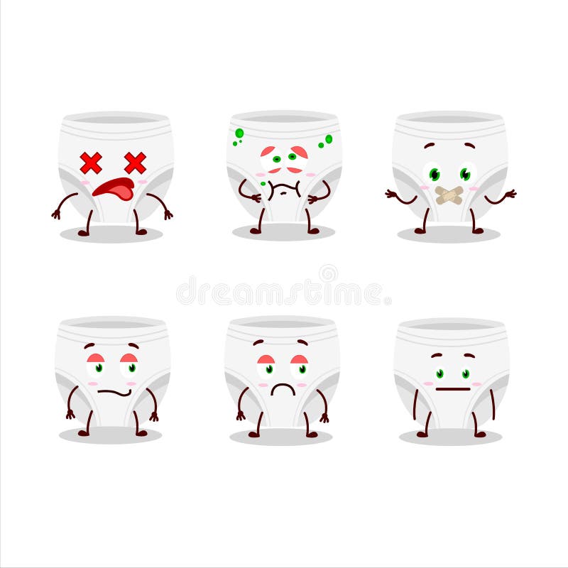 White Baby Diapers Cartoon Character with Love Cute Emoticon Stock ...