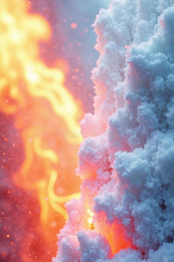 White Backdrop with Sharp Ice Shards Contrasted by Vibrant Orange and ...