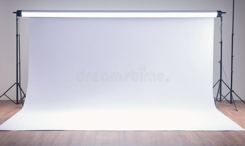 A White Backdrop Stands Ready for a Photoshoot in a Studio Setting ...