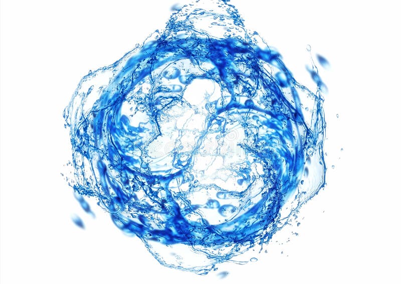 White Background with Abstract Blue Liquid Swirling in a Circle Stock ...