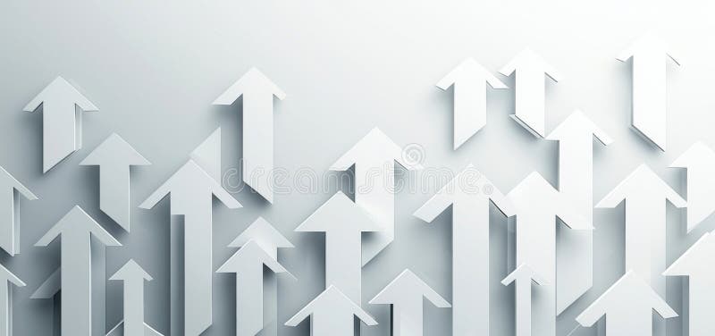 On White Background, Abstract Growth Up Arrow Graphic Icon with a ...