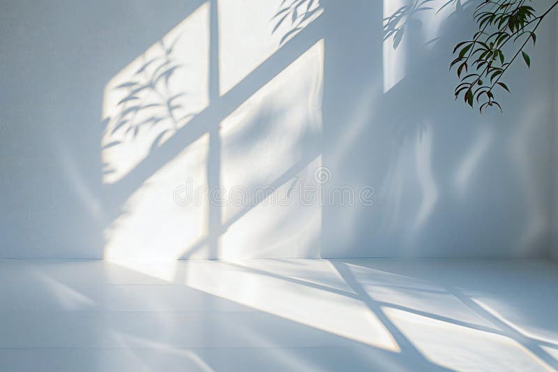 White Background with Abstract Shadows from the Window on the Right ...
