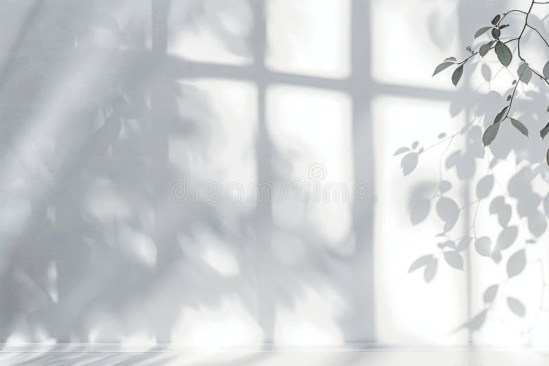 White Background with Abstract Shadows from the Window on the Right ...