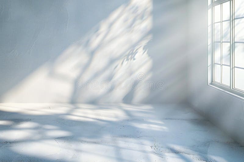 White Background with Abstract Shadows from the Window on the Right ...