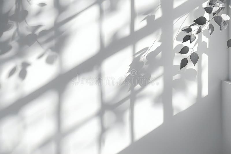 White Background with Abstract Shadows from the Window on the Right ...