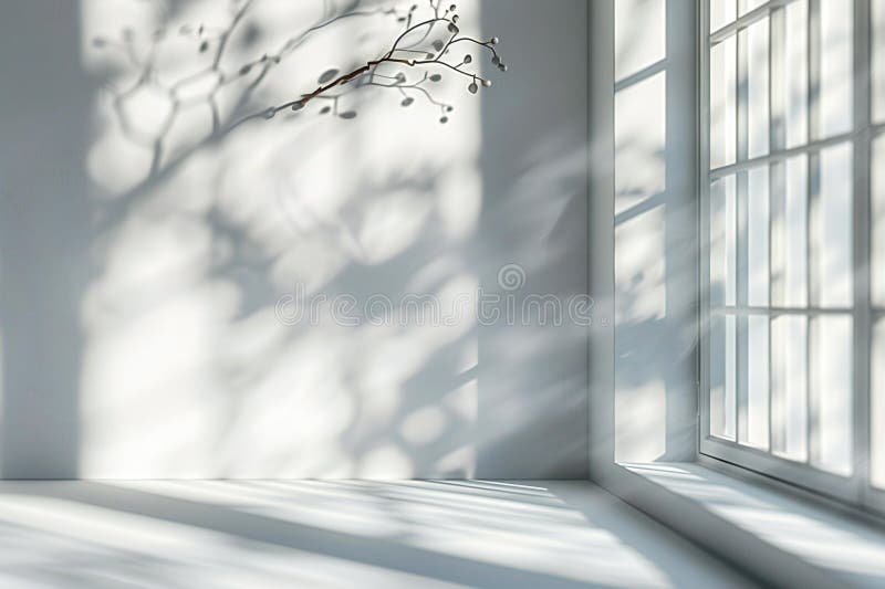 White Background with Abstract Shadows from the Window on the Right ...