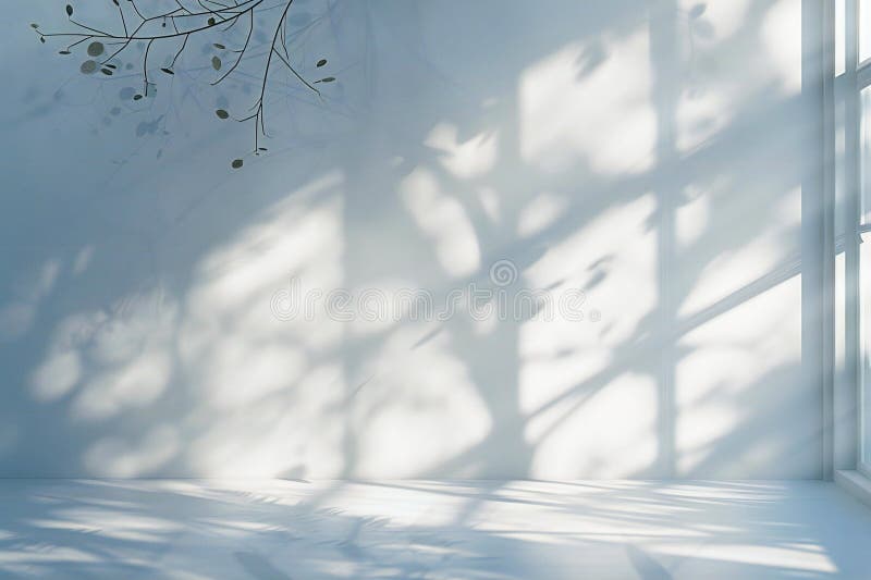 White Background with Abstract Shadows from the Window on the Right ...