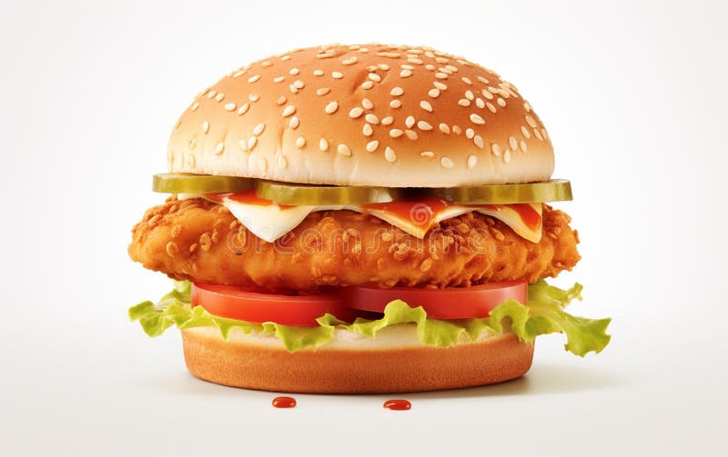 White Background Accentuates Zinger Burger Stock Image - Image of ...