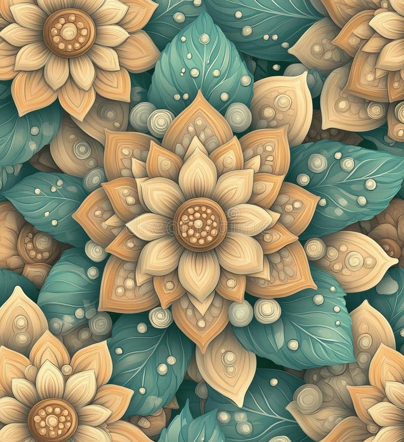 A White Background Adorned with a Continuous Traditional Flower Design ...