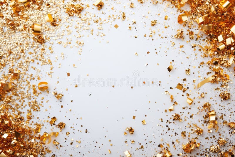 White Background Adorned with Gold Confetti Creating a Festive ...
