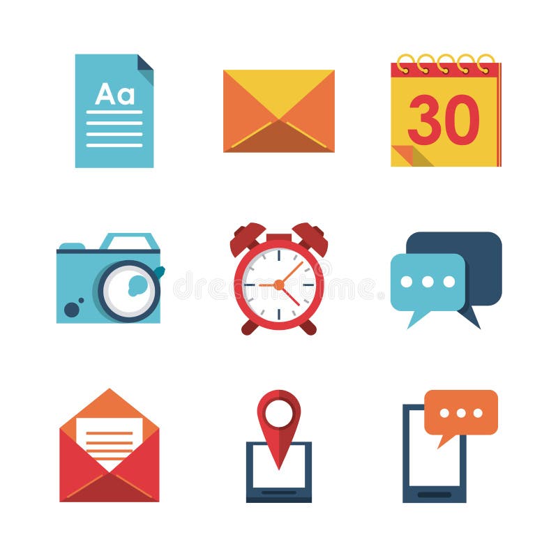 White Background with Application Office Icons Stock Vector ...