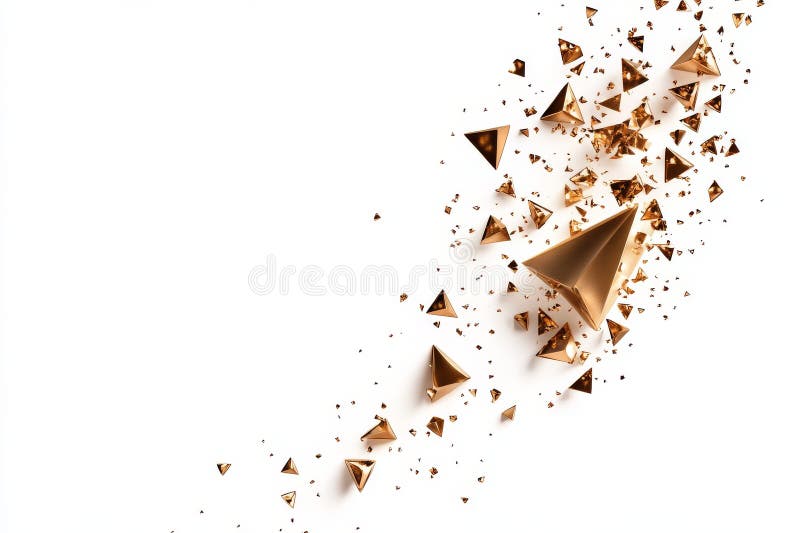 A White Background Arrow Shape Breaks Apart into Scattered Particles ...