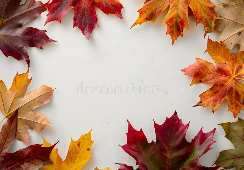Autumn Leaf Frame White Background Minimalist Design Stock Illustration ...