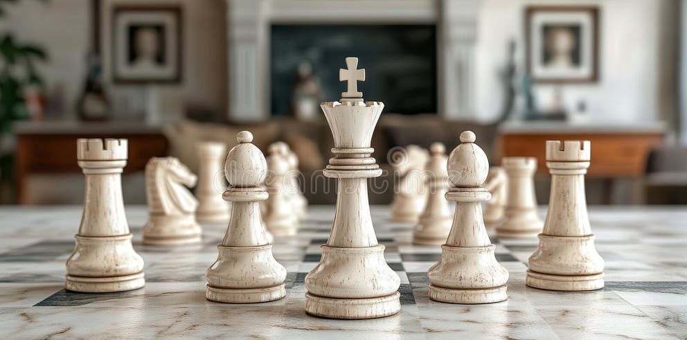 On a White Background, a Basic Chess Set is Showcased in a Three ...
