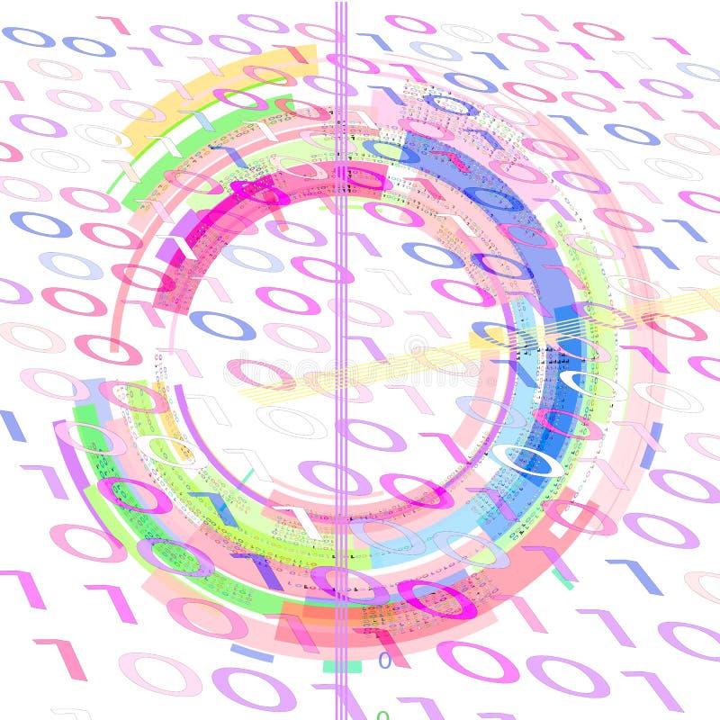 White Background with Binary Code and Geometric Shapes of Different ...