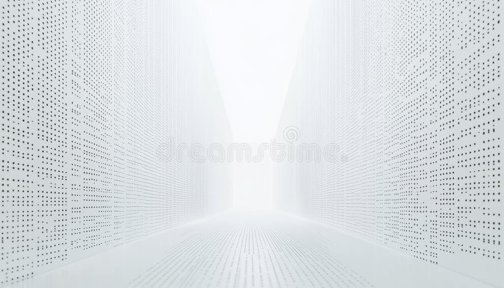 White Background With Binary Code Numbers In Gray Digital Data Matrix