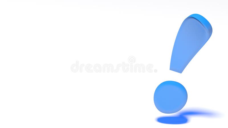 White Background with Blue Exclamation Mark - 3D Rendering Illustration ...