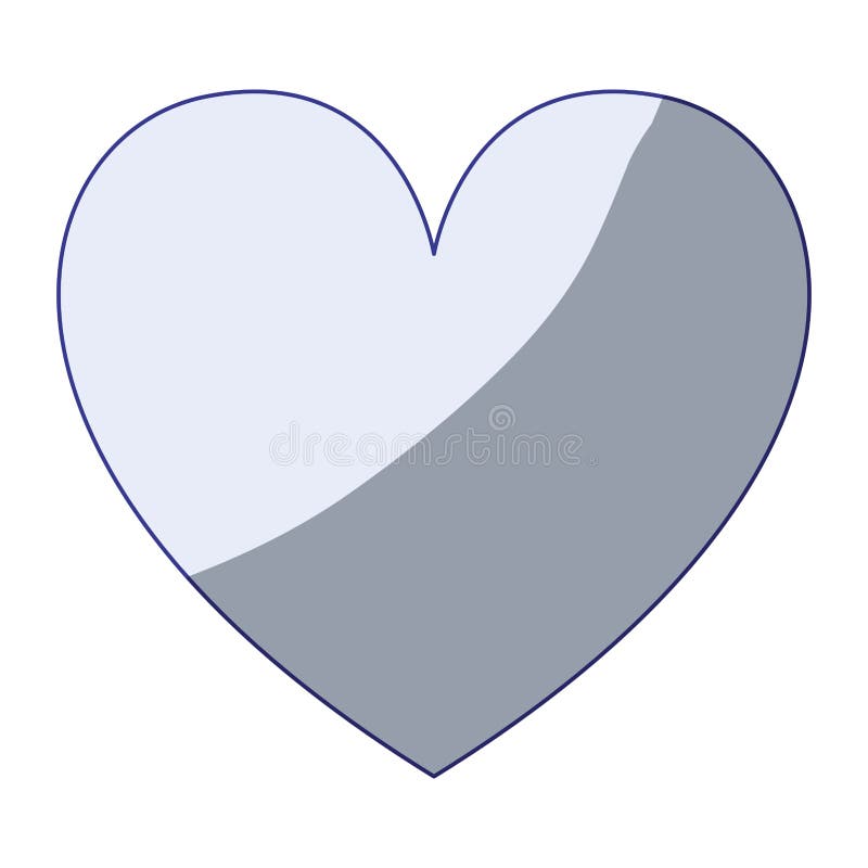 White Background with Blue Shading Silhouette of Heart Icon Stock ...