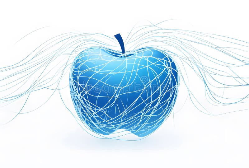 Abstract Blue Apple Logo with String Lines Stock Illustration ...