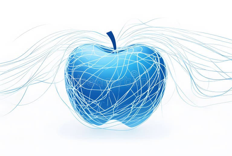 Abstract Blue Apple Logo with String Lines Stock Illustration ...