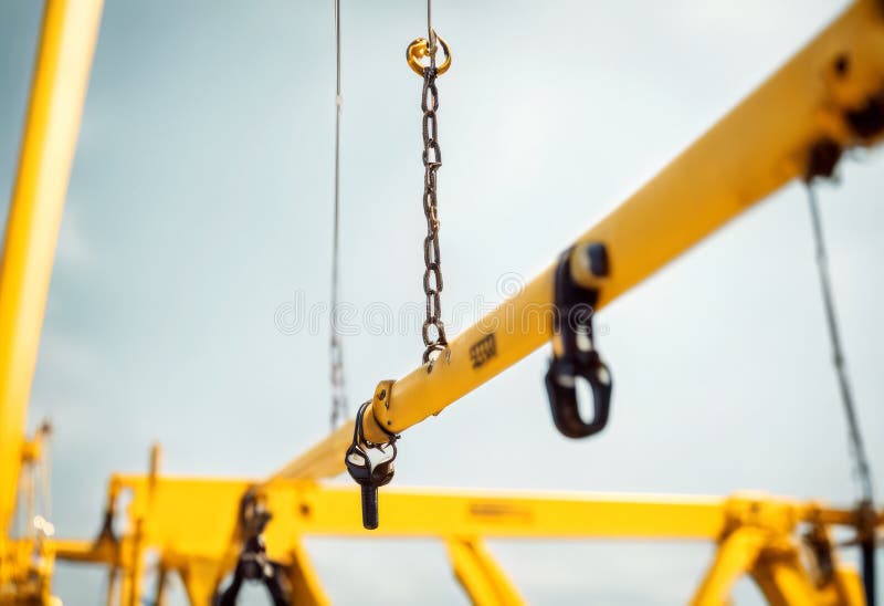 White Background Boom Olated Crane Hooks Yellow Arm Big Building Cargo ...