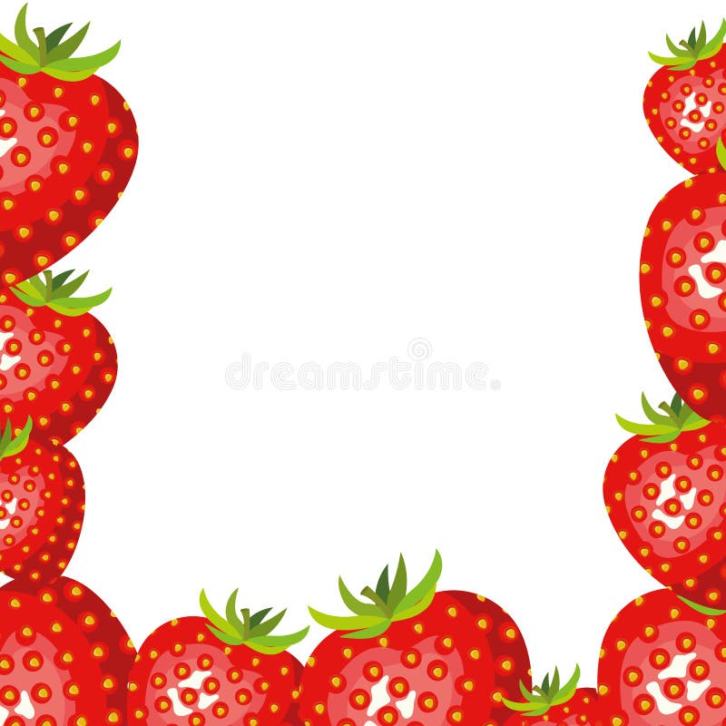Strawberries border stock illustration. Illustration of fruit - 8188552