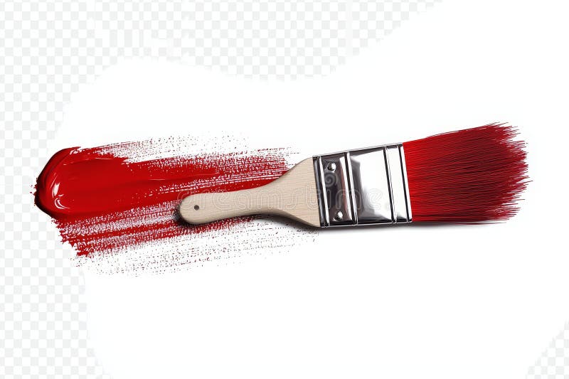 On a White Background, Brush Strokes and Red Paint on a Top View Stock ...