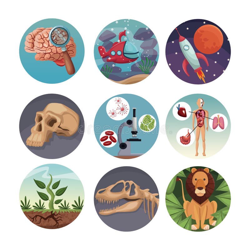 White Background with Circular Buttons with Picture World Evolution ...