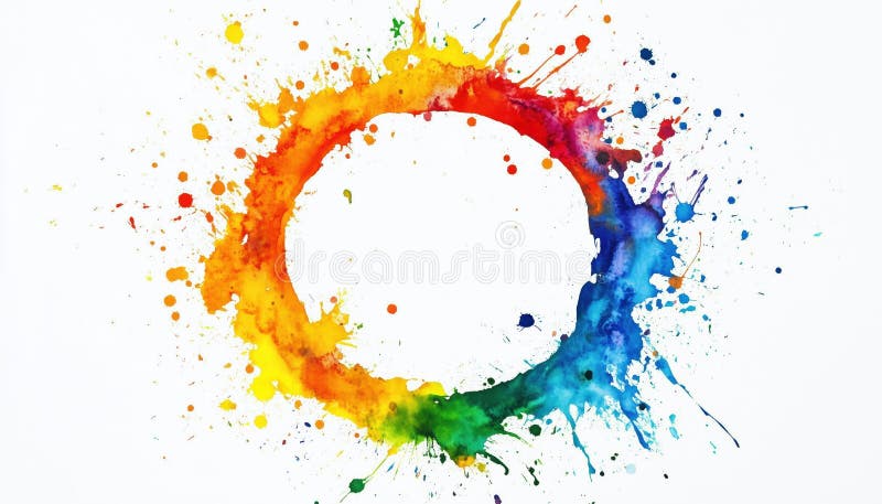 White Background with Circular Design Created by Paint Splashes Stock ...