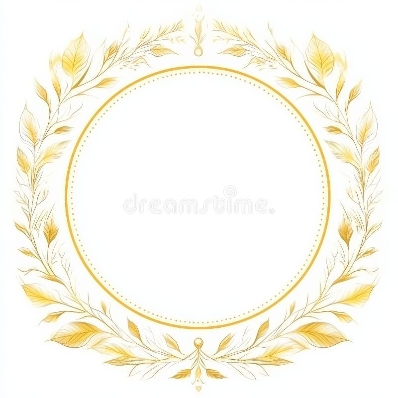 On a White Background, a Circular Frame with Intricate Gold Leaf ...