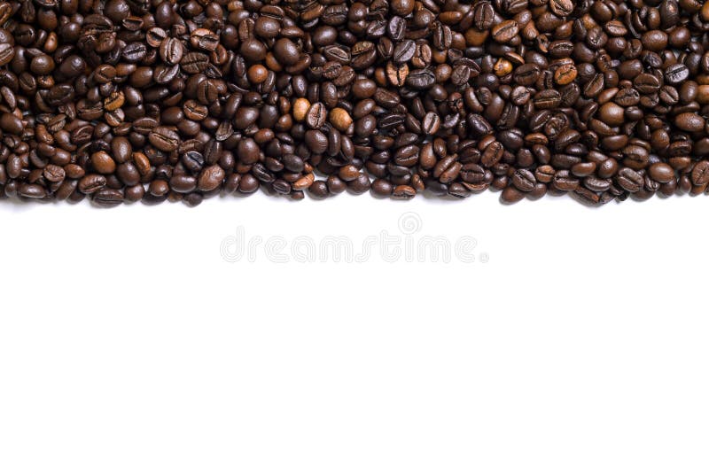 White Background with Coffee Beans on the Side Stock Image - Image of ...