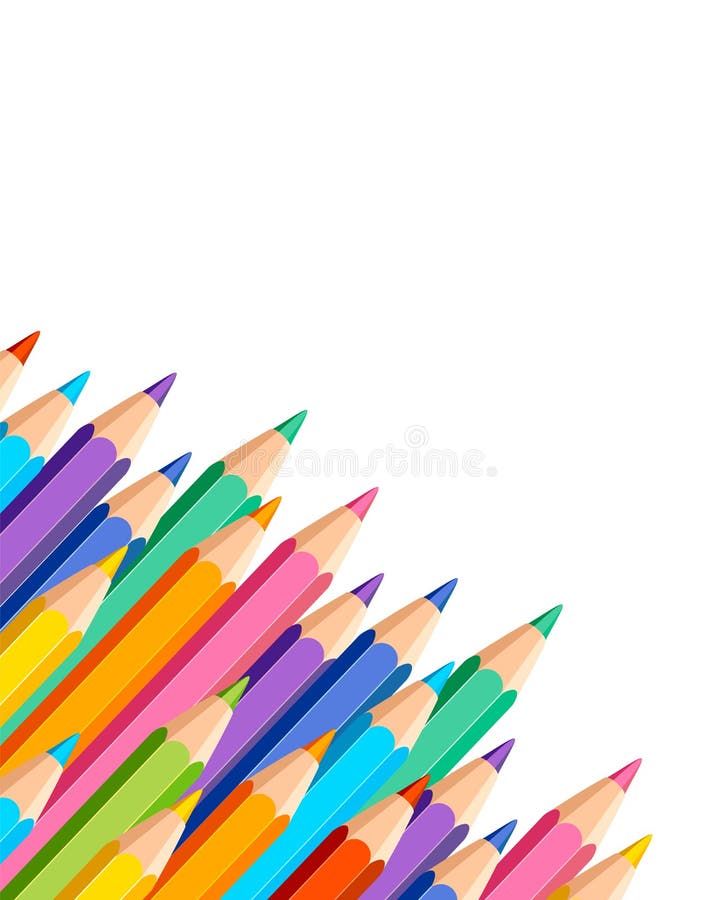 White Background with Colored Pencils Stock Vector - Illustration of ...