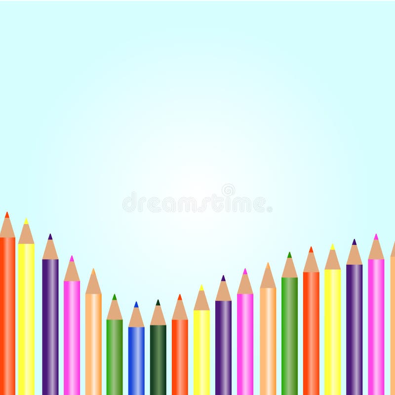 White Background with Colored Pencils Stock Vector - Illustration of ...