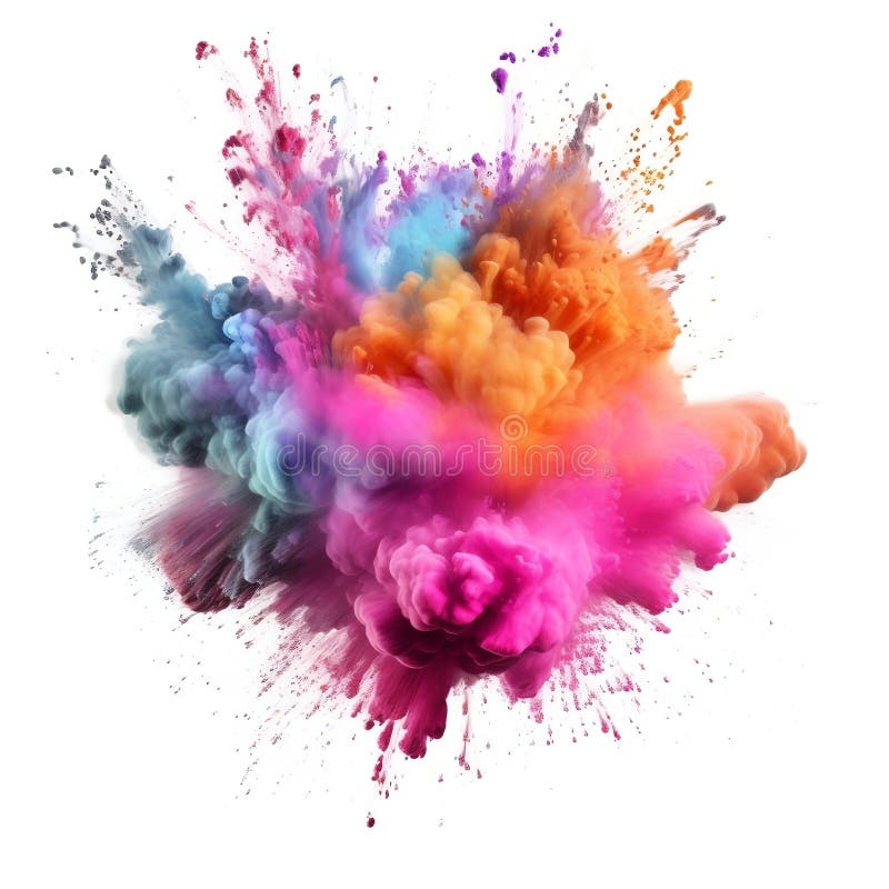 White Background Colored Powder Explosion. AI Stock Illustration ...