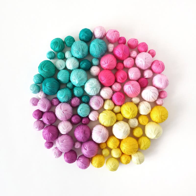 White Background. Colored Thread, Balls of Yarn. Stock Image - Image of ...