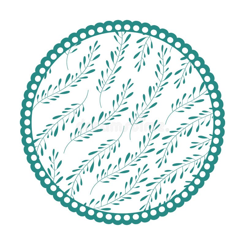 White Background with Colorful Circular Frame with Pattern of Branches ...
