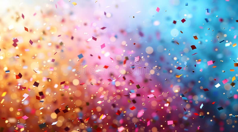 White Background with Colorful Confetti Falling on the Right Side ...