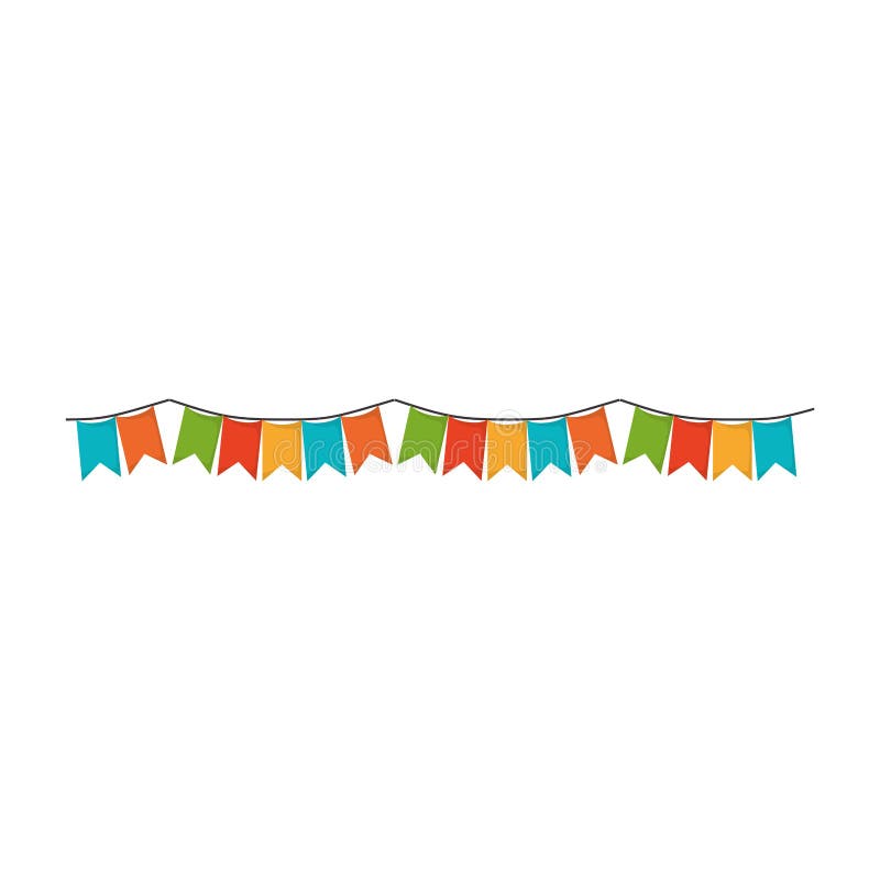 White Background with Colorful Festoons in Shape of Square with Peaks ...