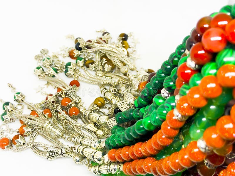 Colorful Rosary Varieties, White Background. Stock Image - Image of ...