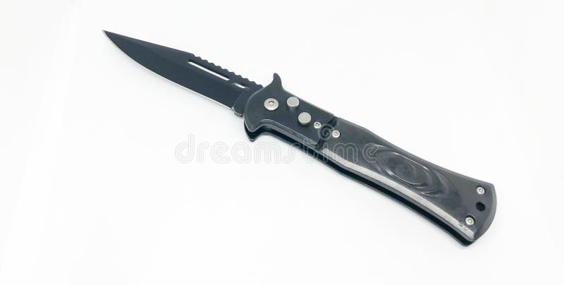 Automatic Pocket Knife Blade, White Background Stock Image - Image of ...