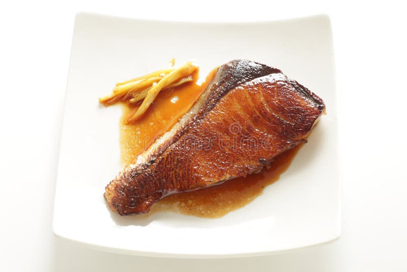 Japanese Food, Yellow Tail and Ginger Fried Stock Photo - Image of ...