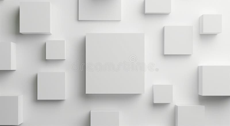 White Background with Cubes of Different Sizes, Creating an Abstract ...
