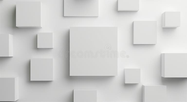 White Background with Cubes of Different Sizes, Creating an Abstract ...
