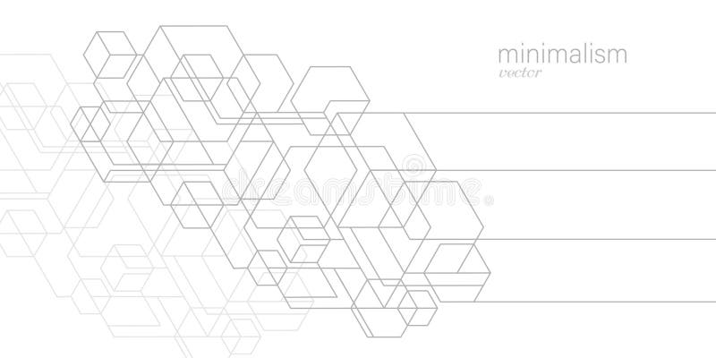 Linear Geometric Drawing.Abstract White Background from Cubes and Lines ...
