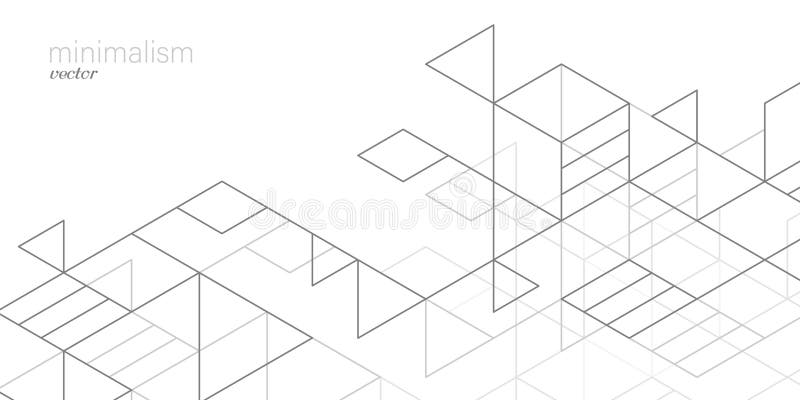 Linear Geometric Drawing.Abstract White Background from Cubes and Lines ...