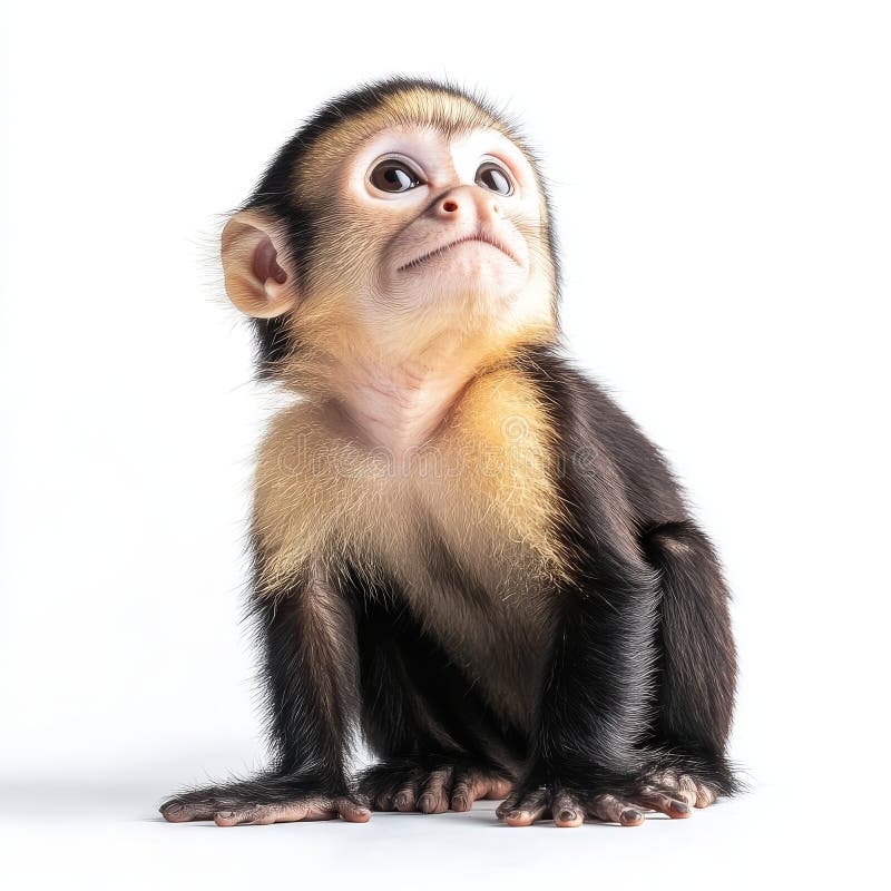Cute Capuchin Monkey Sketch Hand Drawn Realistic Style Vector ...