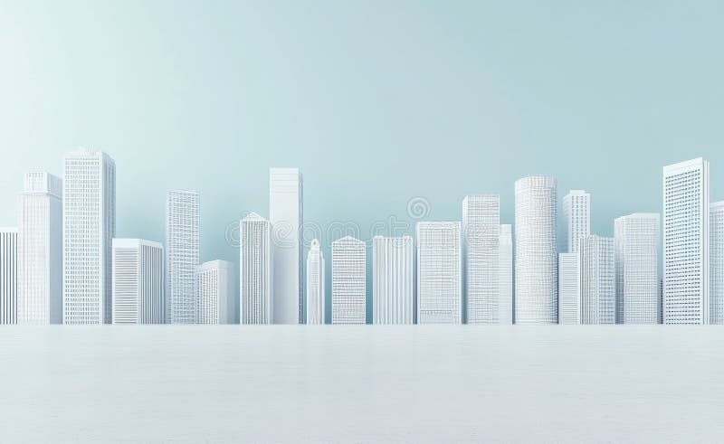 A White-background 3D Rendering of a Digital City Model Stock ...