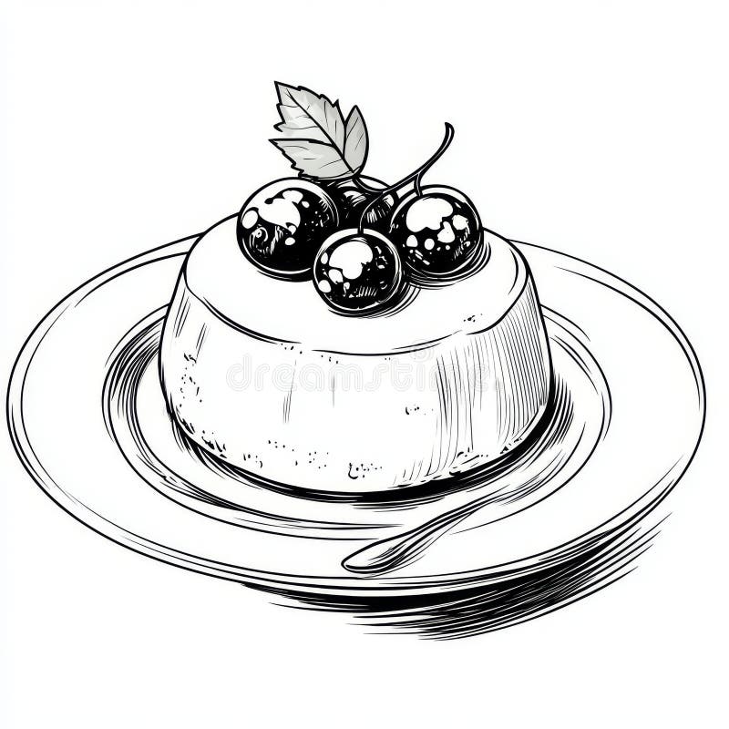 On a White Background, a Delicious Pudding Dessert is Garnished with ...