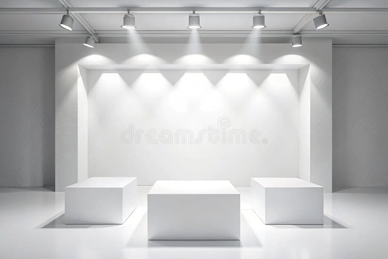 White Background. White Empty Studio Room with White Geometrical Forms ...